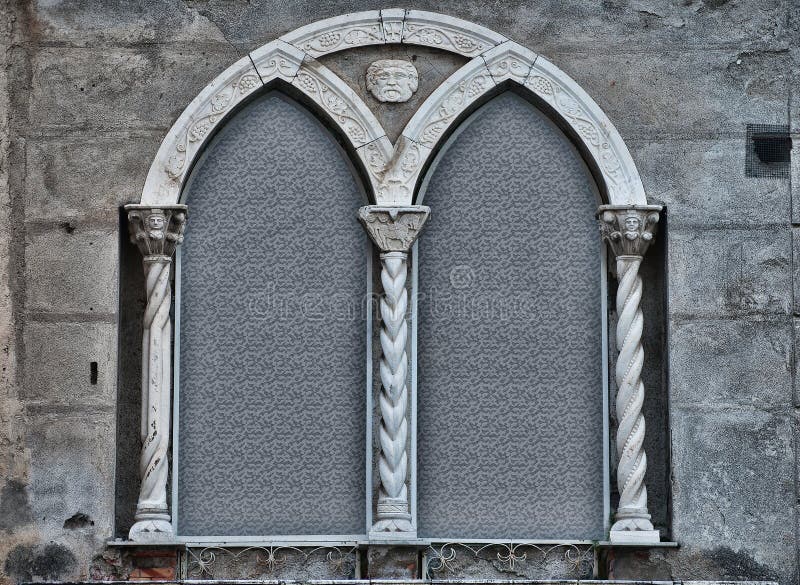 Medieval Window, with Arches and Columns Stock Photo - Image of statue ...