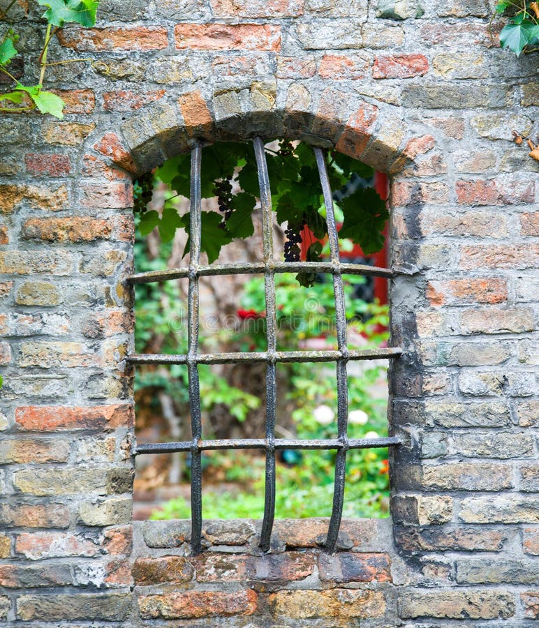 Medieval Window with Iron Grating in Brugge Stock Image - Image of ...