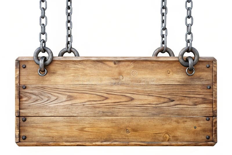 Medieval Wooden Sign Hanging on Chains Isolated Stock Illustration ...