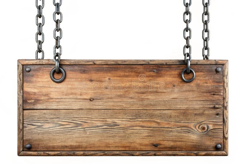 Medieval Wooden Sign Hanging on Chains Isolated Stock Illustration ...