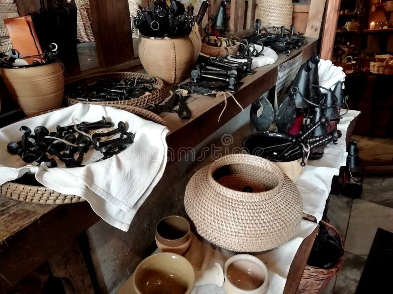 Medieval Workshop and Restaurant, Medieval Items Collection Stock Image ...