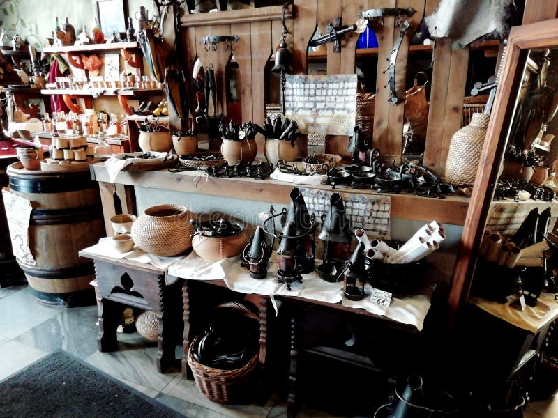 Medieval Workshop and Restaurant, Medieval Items Collection Stock Image ...