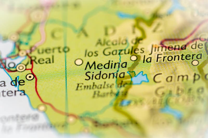 Medina-Sidonia, Spain Highlighted on a World Map Stock Photo - Image of ...