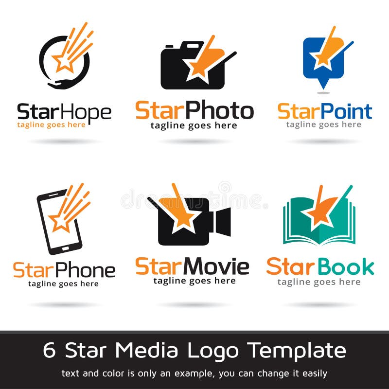 Medios Logo Template Design Vector De La Estrella Ilustración del ...