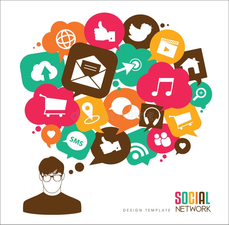 Medios Iconos Sociales En Manos Ilustración del Vector - Ilustración de ...