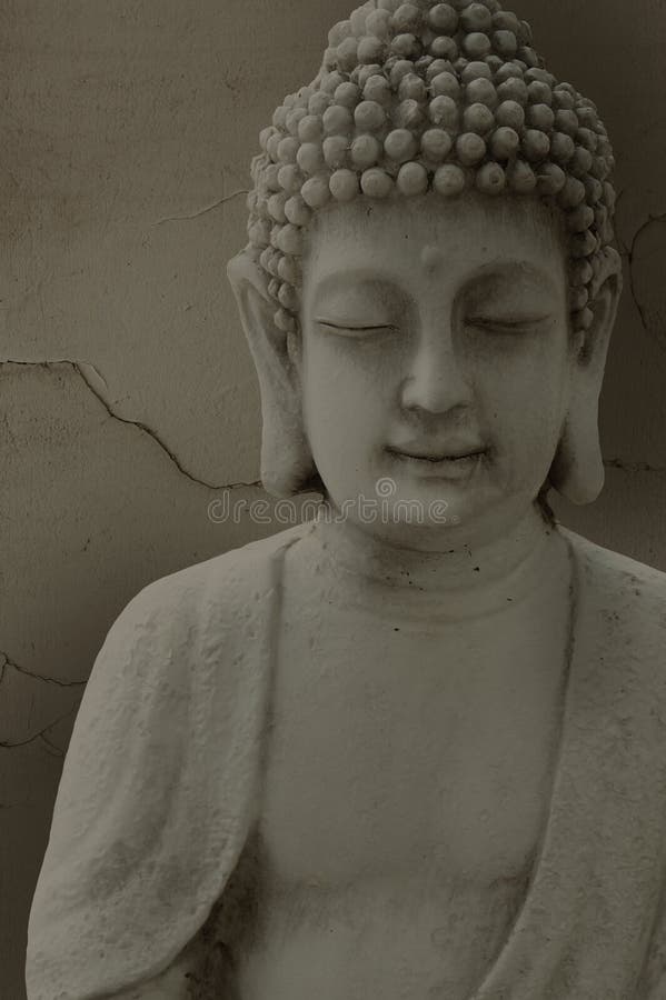 Meditating Old Buddha Statue Buddha Head, Symbol for Peace and Stock ...