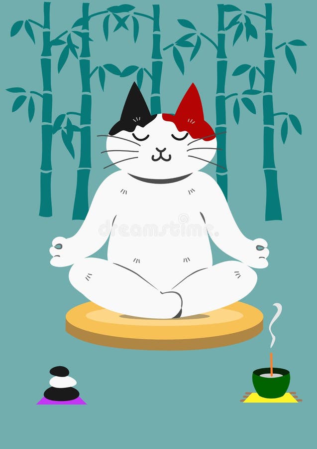 Cat meditating stock vector. Illustration of wellbeing - 24595271