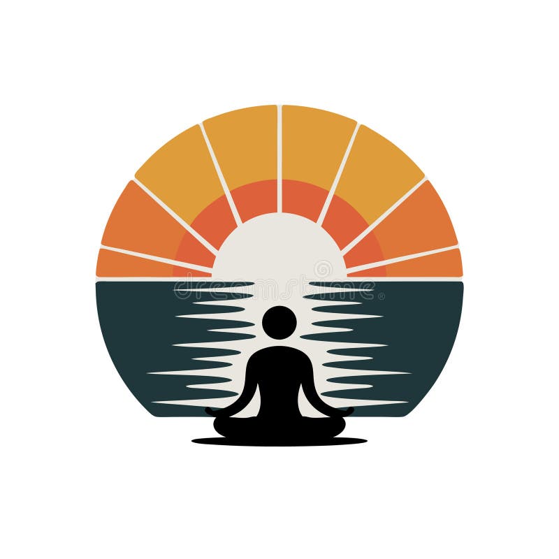 Meditating Figure at Sunset with Reflection Symbolizing Tranquility and ...