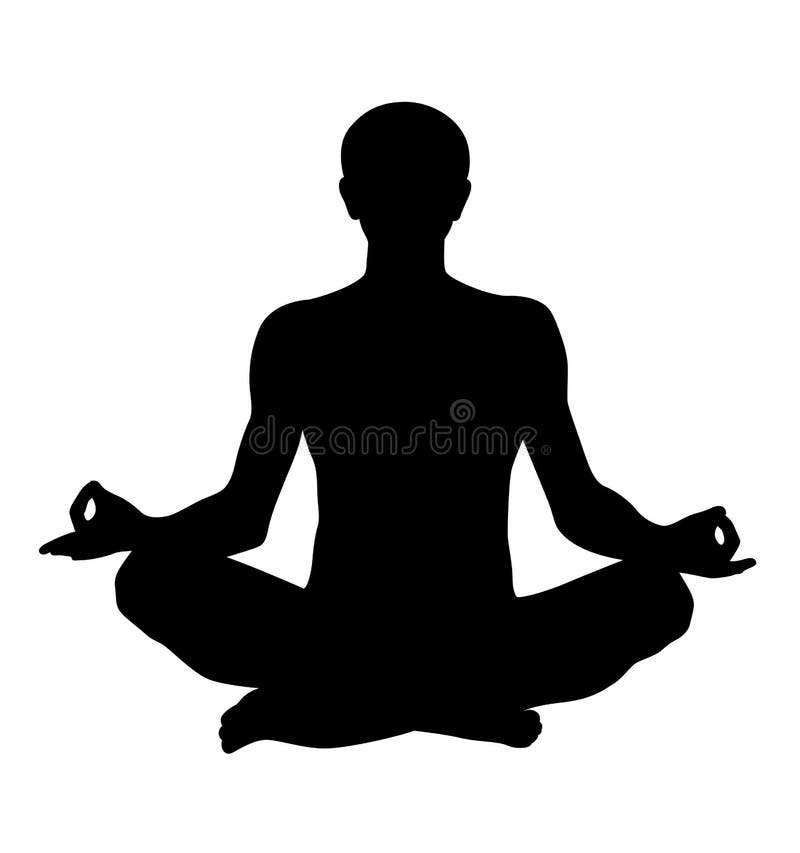 Yoga, Figure of a Man Sitting in a Lotus Pose, Vector Silhouette ...
