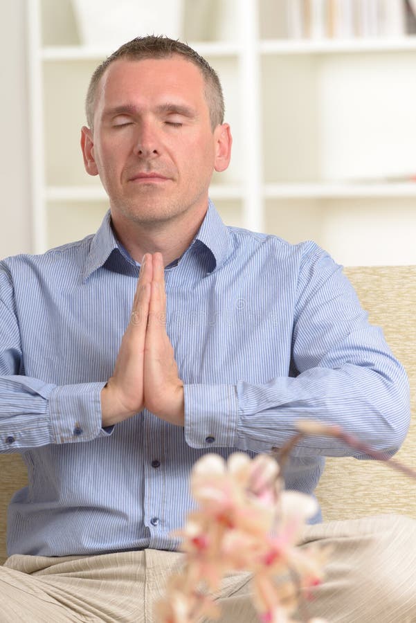 Meditating man stock photo. Image of meditation, contemplation - 41099384