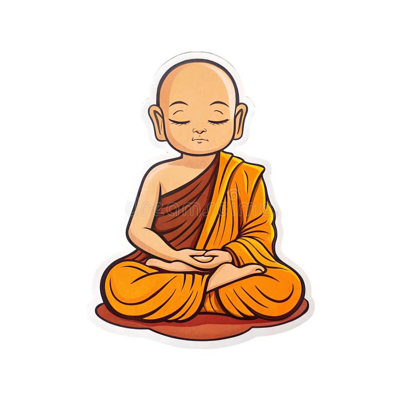 Meditating Monk Character Illustration with Transparent Background for ...