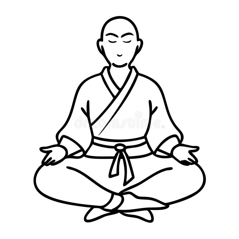 Meditating Monk Vector Illustration Simplistic Design for Mindfulness ...