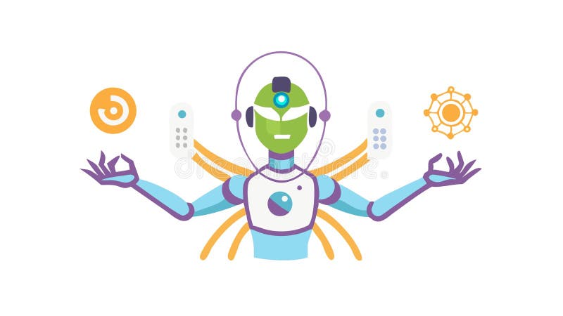 Meditating Robot, AI Mindfulness, Zen Technology, Vector Design ...