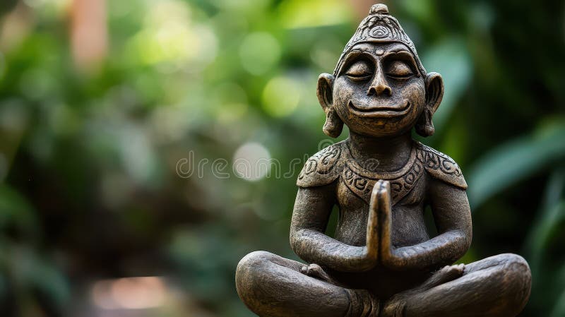 Meditating Statue in Serene Garden Setting Stock Image - Image of ...