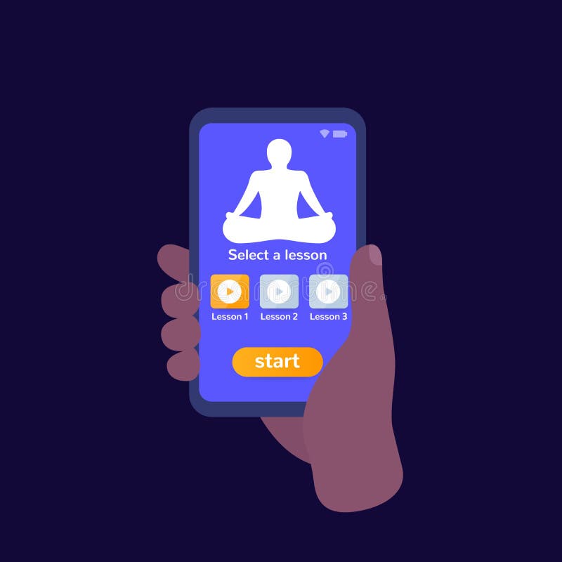 Meditation App Design, Phone in Hand, Vector Ui Stock Vector ...