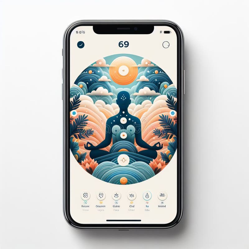 Meditation App Interface with Guided Meditation Sessio Stock Photo ...