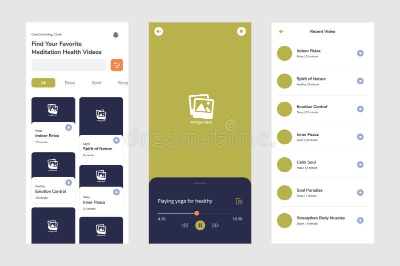 Meditation App UI Design stock vector. Illustration of online - 281155821
