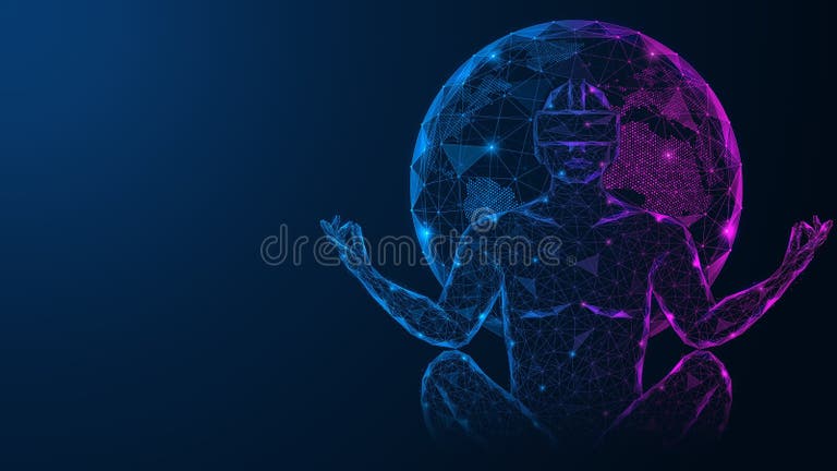 Meditation with Augmented Reality Glasses. Stock Vector - Illustration ...