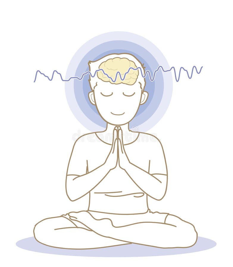Meditation and Brain Waves -Man Stock Vector - Illustration of ...