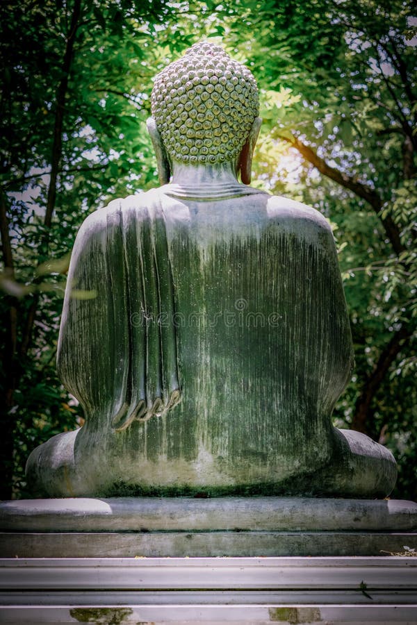 Meditation Concept, the Back of Buddha Stone Statue Stock Photo - Image ...