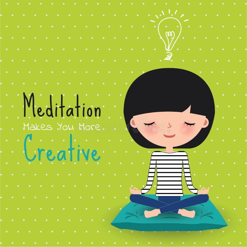 Meditation Creative Woman Cartoon Stock Vector - Illustration of ...