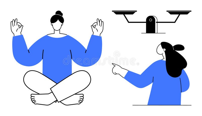 Meditation and Decision Making for Balanced Life Stock Vector ...