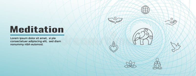 Meditation Icon Set and Web Header Banner Stock Vector - Illustration ...