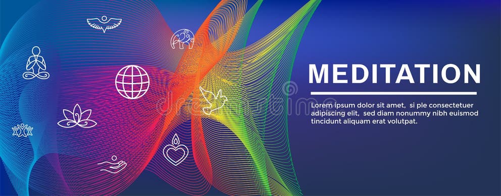 Meditation Icon Set and Web Header Banner Stock Vector - Illustration ...