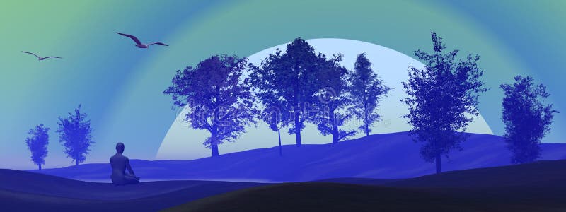 Blue Meditation For Earth - 3D Render Stock Illustration - Illustration ...