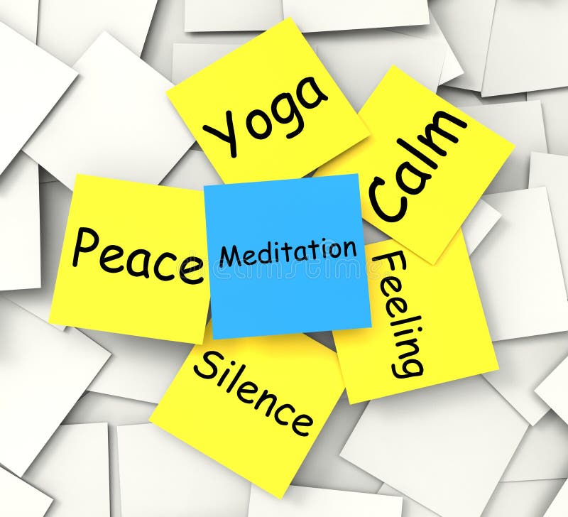 Meditation Post-it Note Shows Relaxation and Stock Illustration ...