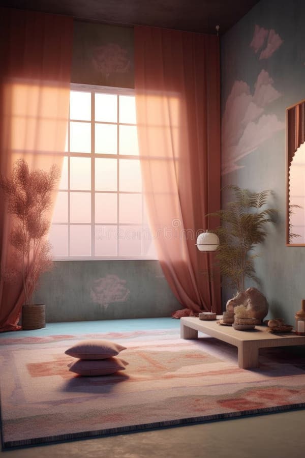 Meditation Space with Calming Colors and Soft Lighting Stock ...