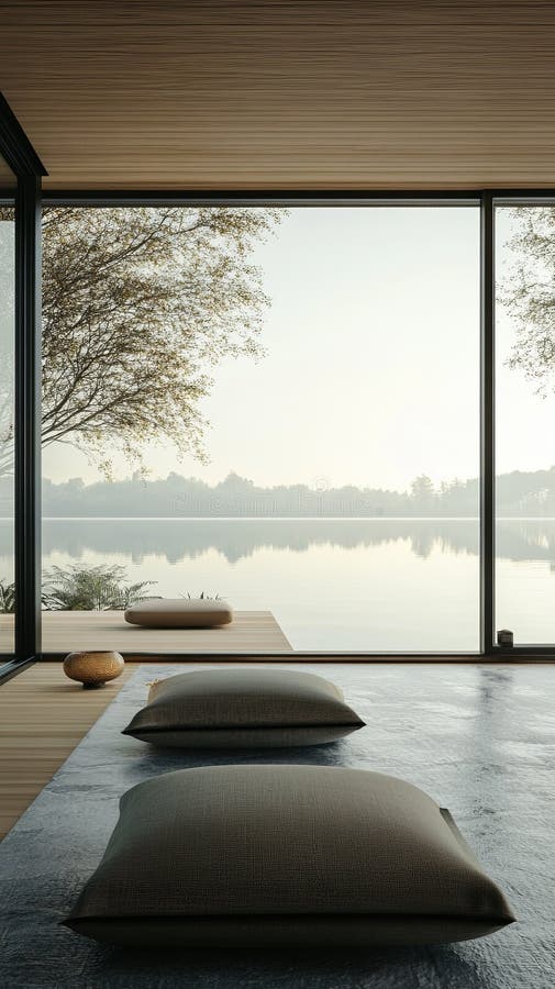 A Meditation Space with Calming Views Stock Photo - Image of interior ...