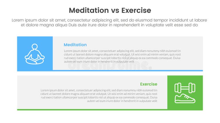 Meditation Vs Physical Exercise Comparison or Versus Concept for ...