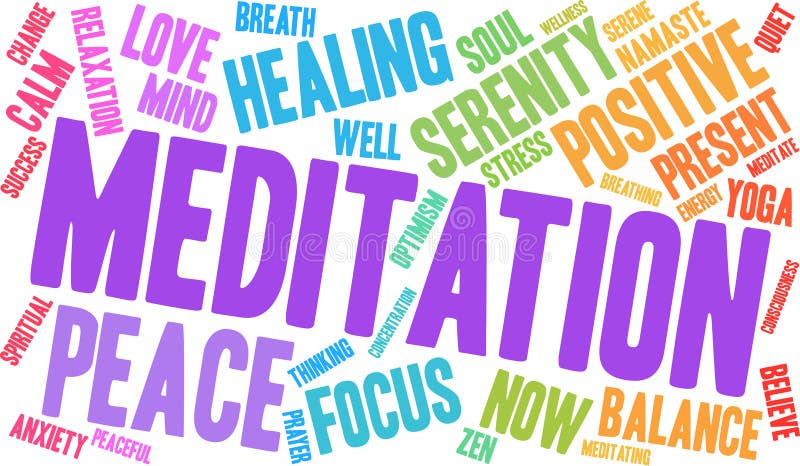 Meditation Word Cloud stock vector. Illustration of serene - 99075049