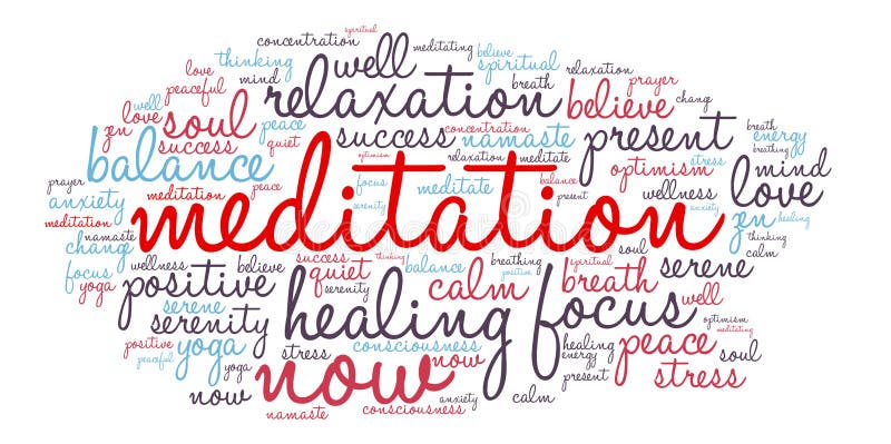 Meditation Word Cloud stock vector. Illustration of anxiety - 88519001
