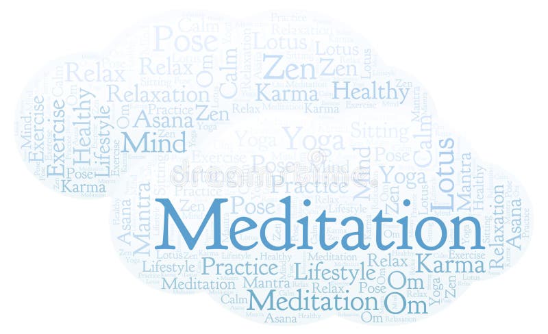 Meditation word cloud. stock illustration. Illustration of healthy ...