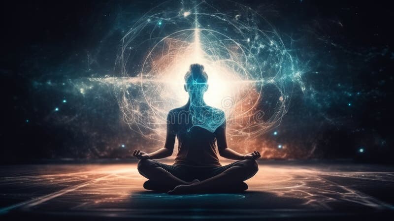 Meditation in Yoga Lotus Position. Generative AI Stock Illustration ...