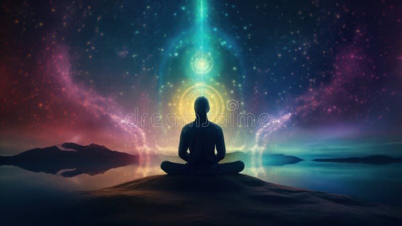 Meditation in Yoga Lotus Position. Generative AI Stock Illustration ...