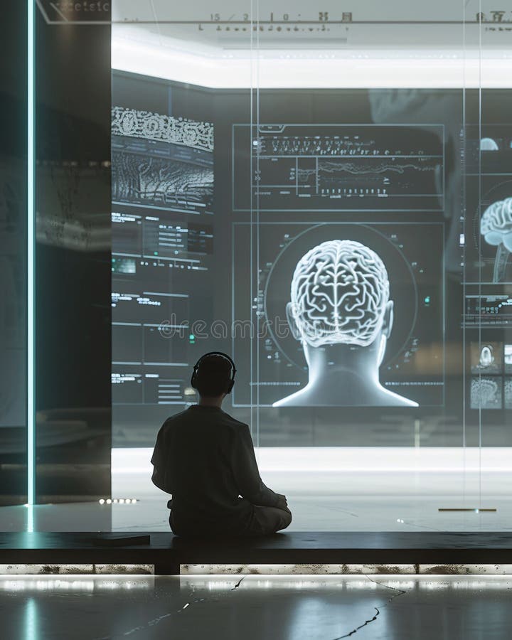 Meditative Brain Study in High-Tech Lab Stock Photo - Image of analysis ...