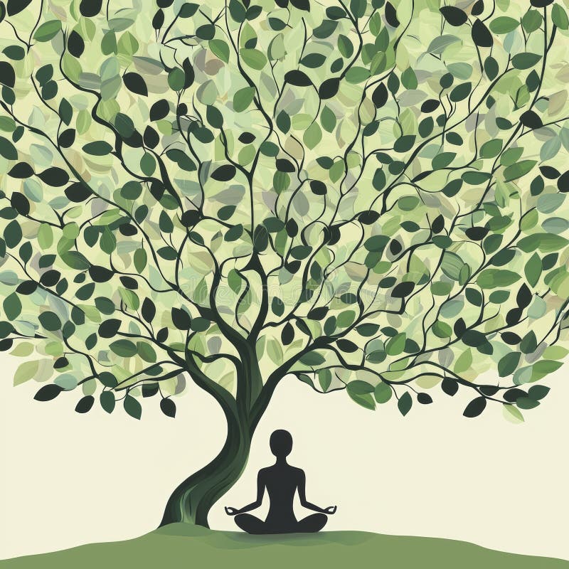 A Meditative Figure is Shown Beneath a Tree Illustration in this ...