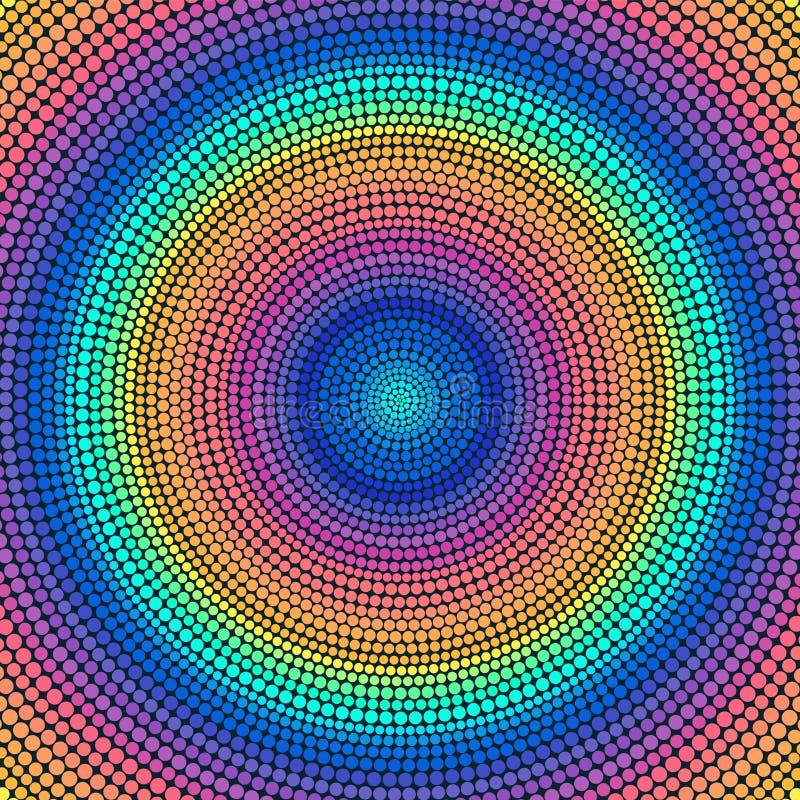 Meditative Pattern with Colorful Circles. Psychedelic Vector ...