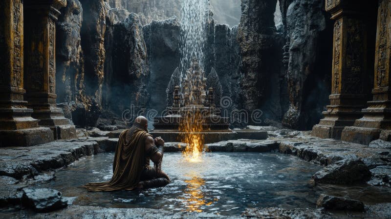 Meditative Ritual at Ancient Temple Enigmatic Cave Digital Artwork ...