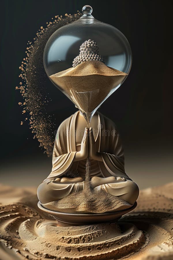 Meditative Sand Time Concept: Serene Buddhist Monk Shaped Hourglass ...