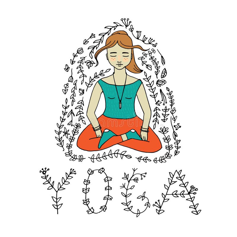 Meditera Kvinnaillustrationen Vektor Illustrationer - Illustration av ...
