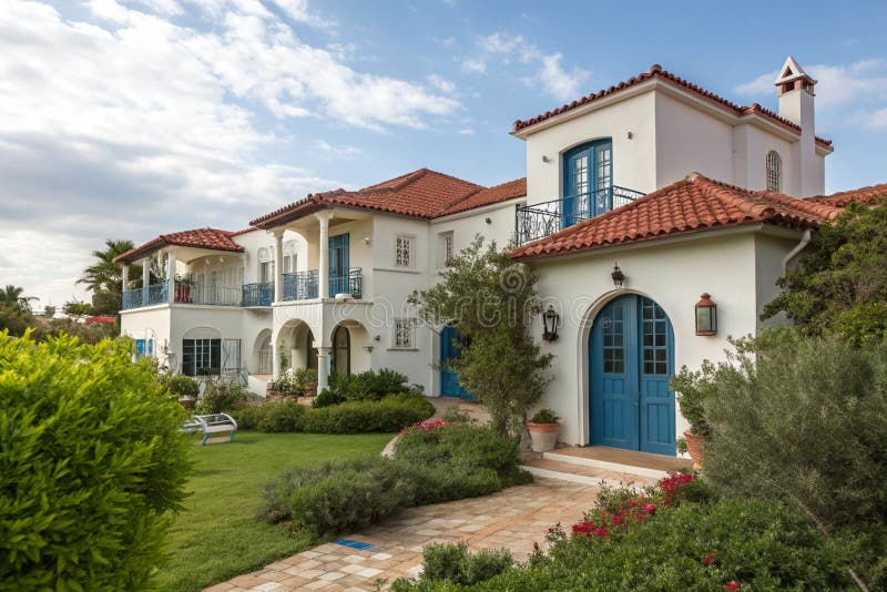 Mediterranean Architecture Design Stock Illustration - Illustration of ...