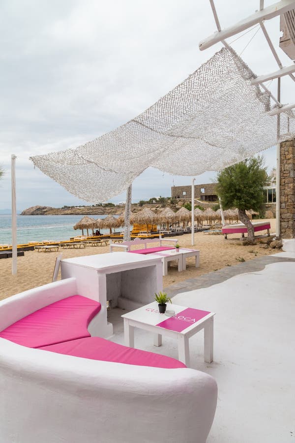 Mediterranean Beach Bar in Greece Stock Photo - Image of greek ...
