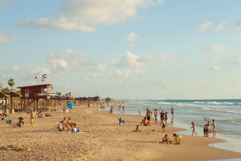Mediterranean Beach of Haifa, Israel Editorial Stock Image - Image of ...