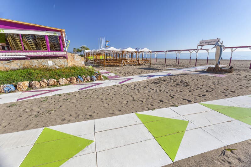 Mediterranean Beach View in Torremolinos,Spain. Editorial Photo - Image ...