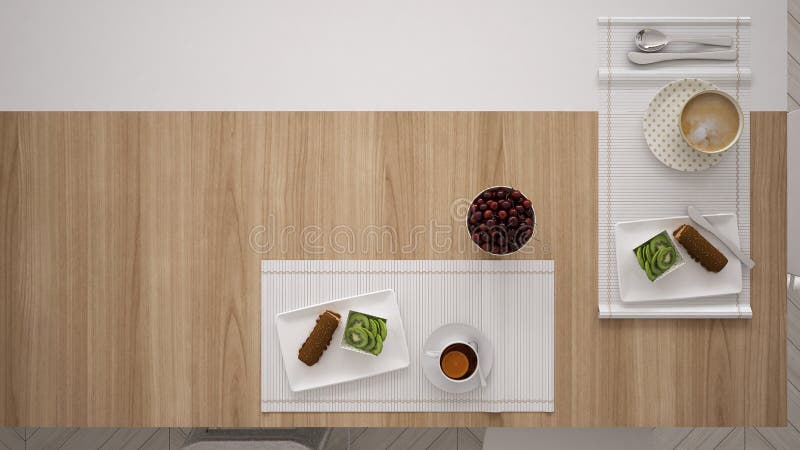 Mediterranean Breakfast, Minimalistic White Kitchen, Top View Stock ...