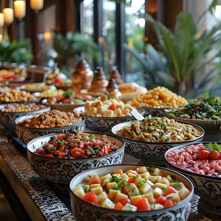 Mediterranean Buffet: a Delicious Spread of Fresh Salads and Appetizers ...